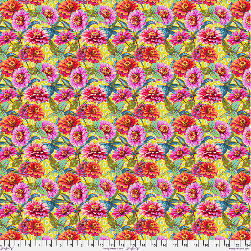 Yellow Zinnias Festival By Free Spirit 100% Premium Cotton Fabric Sold